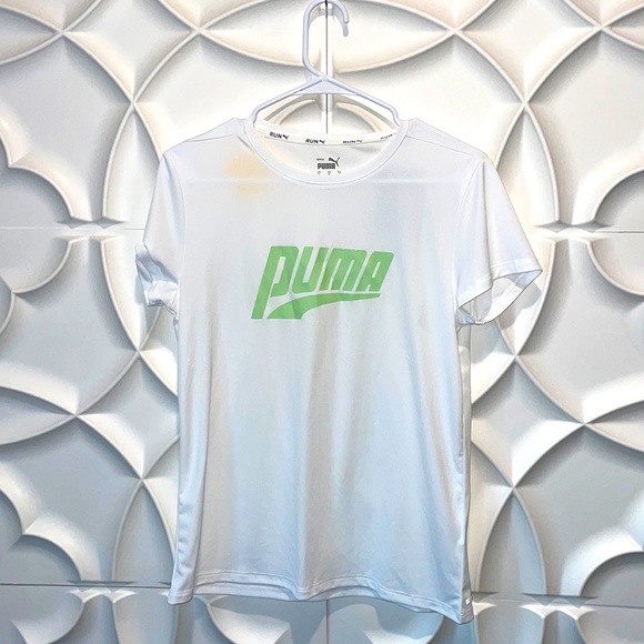 Puma | Tops | Puma Run Logo Ss Tee W Puma White Light Mint Polyester ...